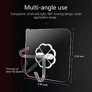 GEAYAZE Adhesive Hooks, 12 Pcs Transparent Removable Small Sticky Hooks, Heavy Duty Adhesive Wall Hooks 10 lbs