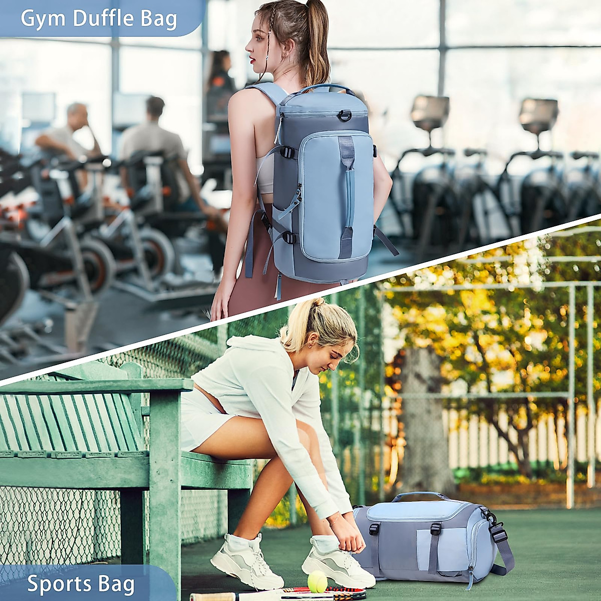 ACESAK Gym Bag for Women - Small Sports Duffle Bag with Shoes Compartment & Wet Pocket - 28L Gym Accessories Backpack Workout Bag Waterproof Carry On Rucksack Daypack