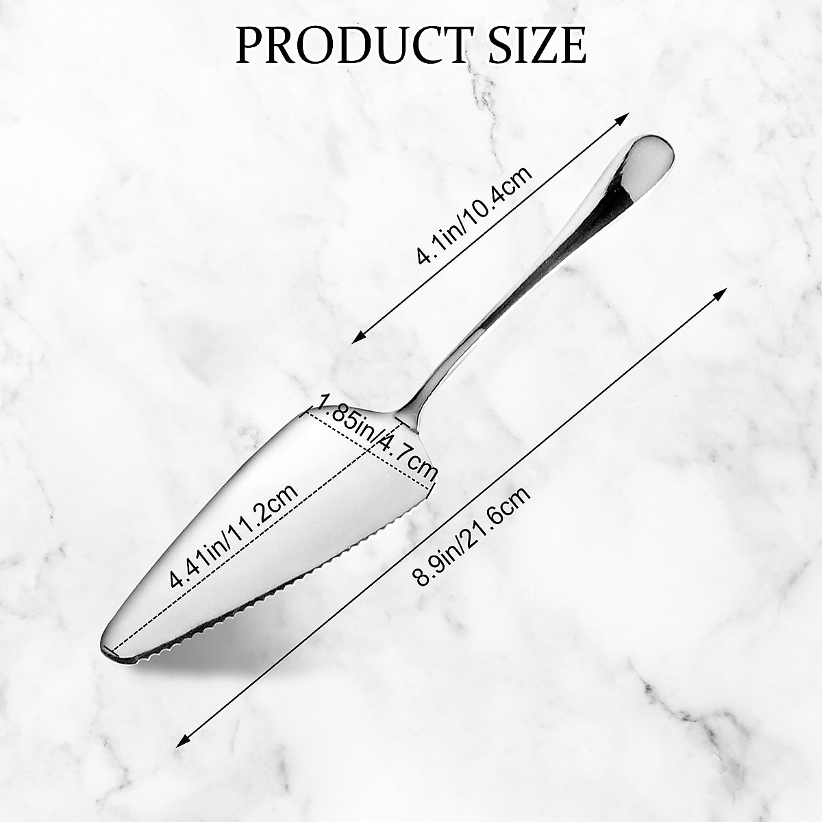 RETON 5 Pcs Pie Server Set, Stainless Steel Cake Cutter Pizza Spatula Server, Triangular Spade Pie Cutter Serving Utensils for Cutting Pizza, Cake, Pie, Dessert (8.9 Inch, Serrated Edge)