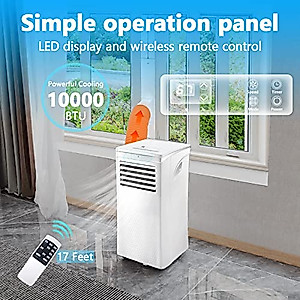 Joy Pebble Portable Air Conditioner,10000BTU Portable AC Unit for Room Cools up to 450 sq.ft, 3 In 1 Air Conditioner with Cool,Fan and Dehumidifier, Remote Control&24Hour Timer