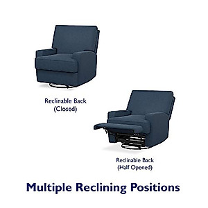 Baby Relax Rylan Swivel Glider Chair, Coil Seating, Dark Blue Recliner