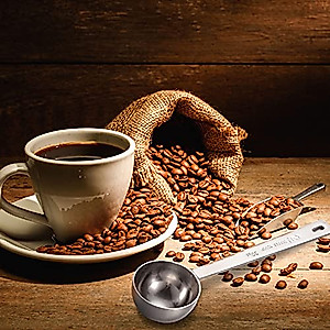 4 Pieces 2 Tablespoon Scoops with Long Handle, 30 ml Stainless Steel Coffee Spoon for Coffee Milk Fruit Powder, Measuring Dry and Liquid Ingredients, Spice Jar, Cooking Baking, Leveler