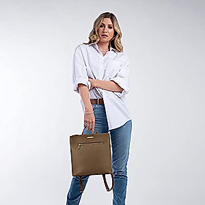 Katie Loxton Brooke Square Womens Large Sustainable Style Zippered Top Handle Backpack Khaki Brown