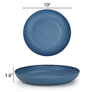 Homienly 6 PCS Reusable Dinner Plates Alternative for Plastic Plates Microwave and Dishwasher Safe Wheat Straw Plates for Kitchen Unbreakable Kids Plates with 6 Colors (10 INCH)