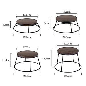 WIWIWISAM Food Display Riser for Party Food Service Display Stands Set of 4,Apply to Party,Dining Bar,Living room or Garden Wood Top & Black Metal Wire