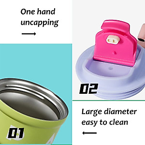 Cartoon emoji Water Bottle Thermos flask 316 stainless steel yeti cup gifts for women Children（14 oz/400ml） (pink)