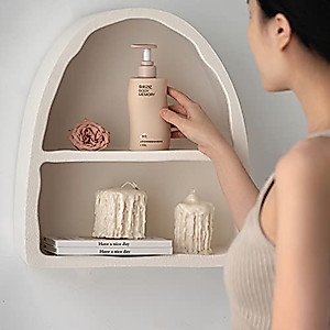 BOOMLATU 2 Tier White Floating Shelves for Wall,15.1" Arched Bathroom Shelves Wall Mounted for Living Room, Bedroom,Office