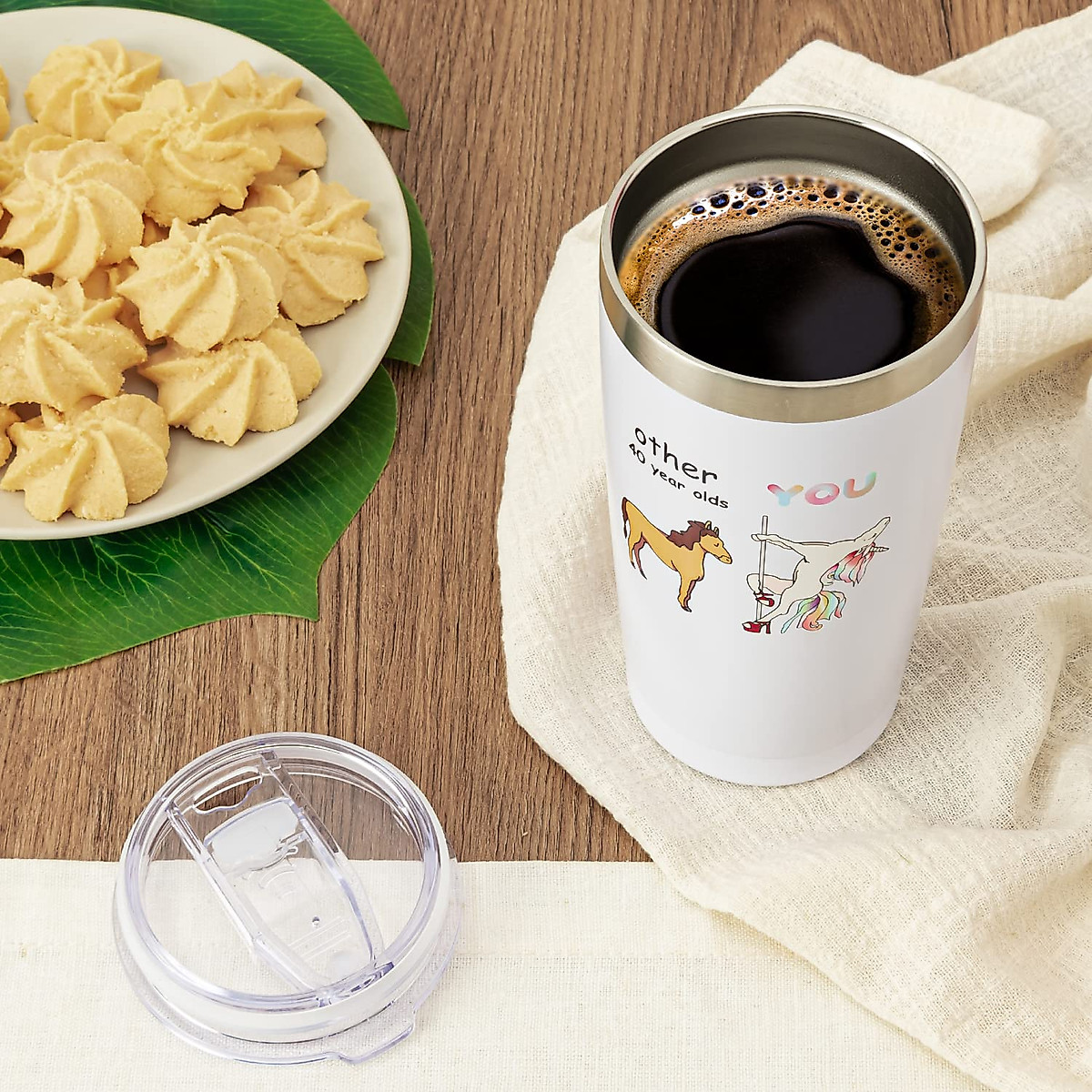 Crisky Unicorn Tumbler for Women 40th Birthday Gifts Friends Funny 40th Birthday Idea Presents for Mom/Sister/Aunt/Coworker 20oz Vacuum Insulated Travel Tumbler with Lid & Box