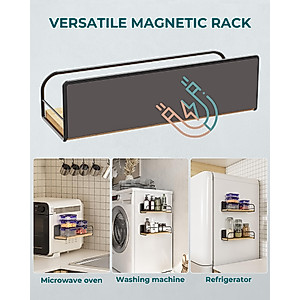 OROPY Magnetic Spice Racks for Refrigerator, Set of 4 Metal Kitchen Spice Organizer Shelf，Strong Magnetic Fridge Wood Holder