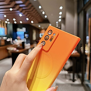 CIOMIO Magnetic for Samsung Galaxy Note 20 Ultra Case, Compatible with MagSafe, Full Camera Lens Film Protection Gradient Color Soft Silicone Shockproof Cover for Note 20 Ultra 6.9"(Orange Yellow)