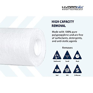 Hydronix SDC-25-2005 Sediment Water Filter Cartridge 2.5" x 20" - 5 micron - Whole House, RO Systems or Commercial Use