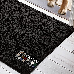 Gorilla Grip Ultra Absorbent Grippy Doormat for Muddy Dog Paws, 36x24 Machine Washable Soak Stopper Rugs Cleaner Floors, Bed Mat for Dirty Dogs, Indoor Entrance Door Rug Pet Bed Mats Black