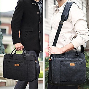 E-Tree Laptop Bag, 13.3 inch Shockproof Padded Laptop Case Briefcase Computer Bag Messenger Bag Work Bag 13-14 inch for Men Women Black