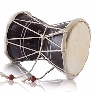 Handmade Wooden & Leather Classical Indian Folk Dumroo Damroo Damaru Hand Drum Set Percussion Decorative Collectible Showpiece World Musical Instruments (Brown)