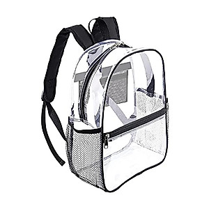 Winterlace 12 Pack 16" Clear Backpack Transparent Heavy Duty Water Resistant PVC for Sports, Stadiums, Festivals, Concerts (3 Assorted Styles)