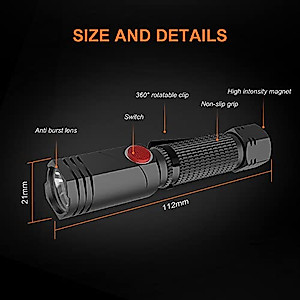 NICRON B74T LED Twist Flashlght 700 Lumen with Red Light Magnetic Rechargeable Waterproof for Fishing Night Walking