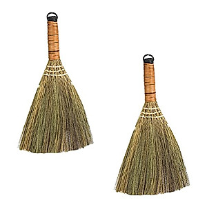 Mini Straw Broom 2pcs Grass Broom Short Handle Cleaning Broom Dust Removal Broom Countertop Cleaning Sweeping Broom Duster for Home Whisk Hand Broom
