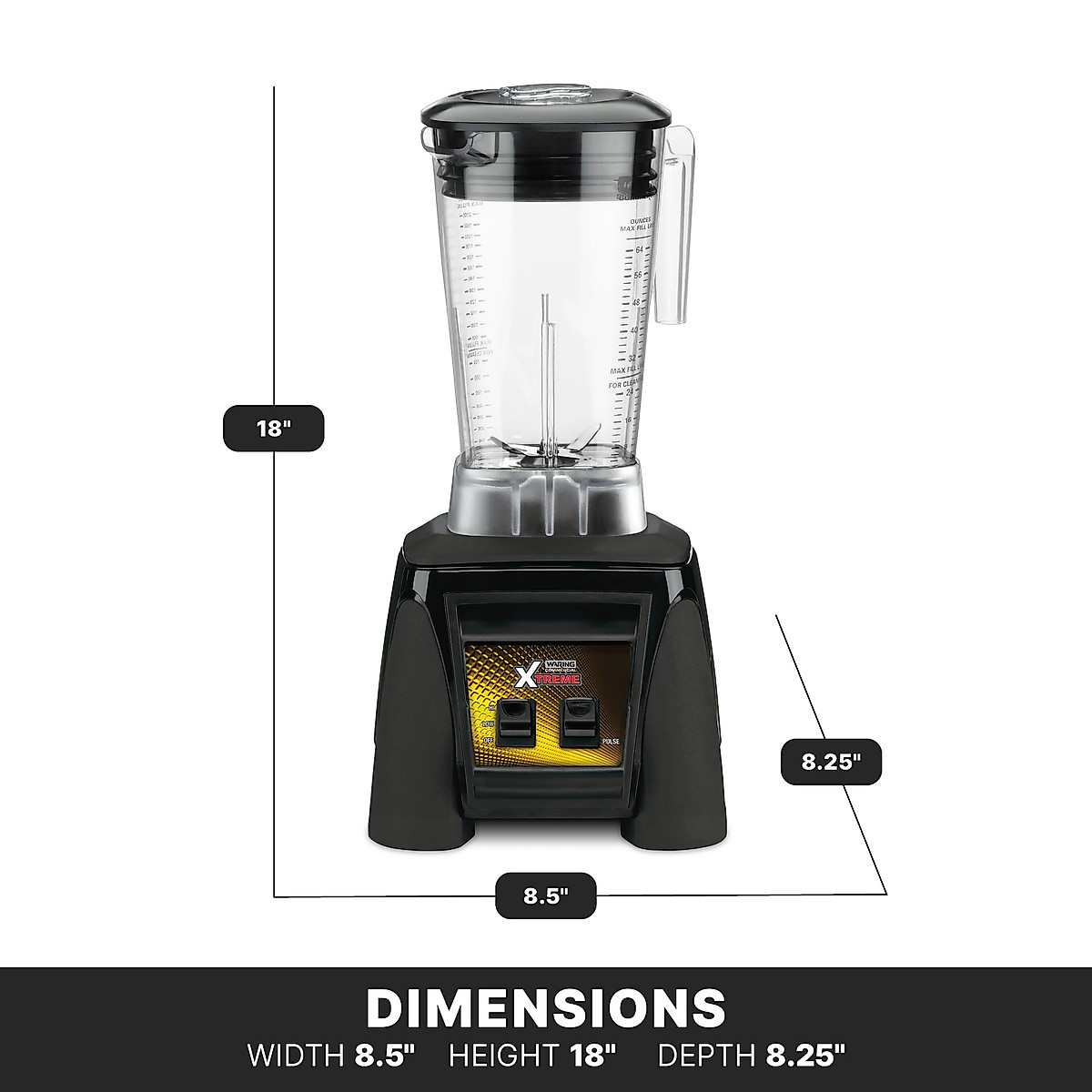 Waring Commercial MX1000XTX 3.5 HP Blender with Paddle Switches, Pulse Feature and a 64 oz. BPA Free Copolyester Container, 120V, 5-15 Phase Plug