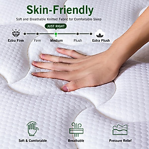 DatMou Queen Mattress, 12 Inch Queen Mattress in a Box, Cooling Memory Foam Hybrid Mattress, Individual Pocket Spring, Queen Size Mattress, Medium Firm Support, Fiberglass Free, CertiPUR-US Certified