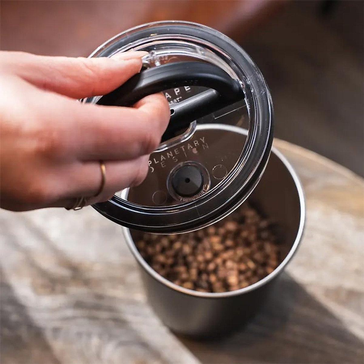 Airscape Inner Lid Upgrade with Fresh Port and Degassing Valve - Fits Small and Medium Stainless Steel Airscape - Extend Freshness with Argon Flush Inert Gas Insertion Valve and Off Gas Umbrella