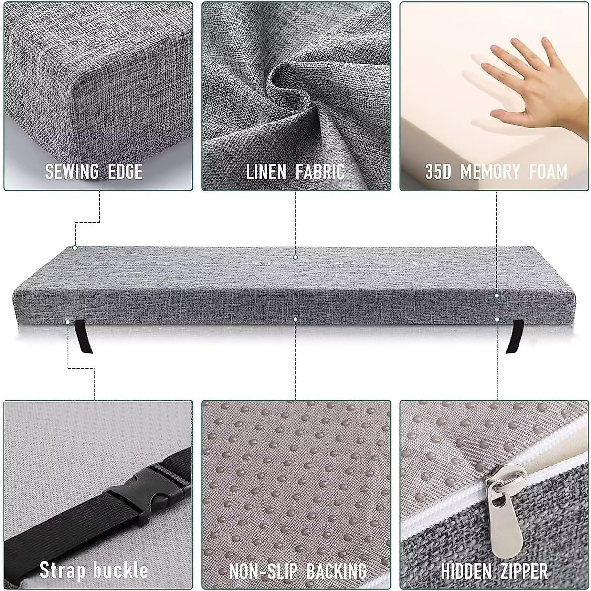 XMAYODS Bench Cushion - Outdoor Patio Porch Swing Cushions, 48/40/50 inch x 12/14/16/18 inch Indoor Bay Window Seat Furniture Cushion, Non-Slip with Zipper (Color : #3, Size : 120x30cm/47x12in)