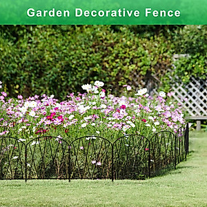 10 Pack Decorative Garden Fence 10.3 ft (L) x 15.9 in (H) Small Garden Fence Animal Barrier Arched Rustproof Garden Fence Border Rabbit Metal Flower Bed Fencing for Yard Patio Outdoor Landscape