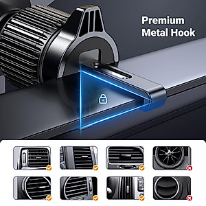 UGREEN Car Phone Holder Vent Phone Mount, Never Blocking Air Vent Clip Cell Phone Holder Compatible with iPhone 15 14 13 12 Pro Max Mini Plus, iPhone 11 SE XS XR 8 7 6 6S Smartphone, Black