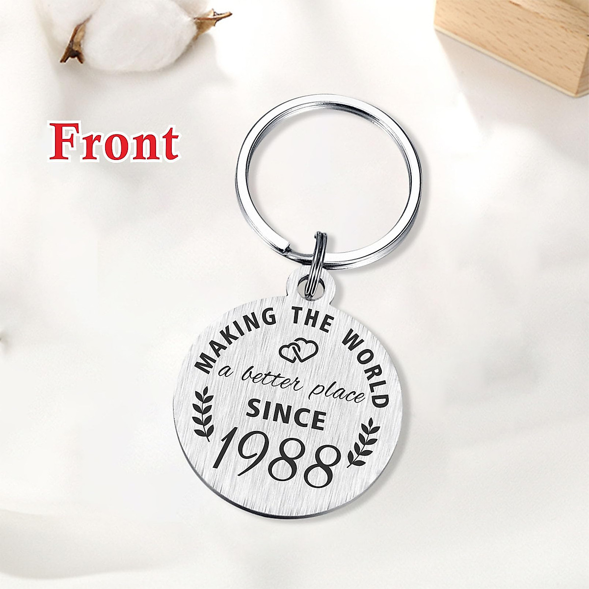 ABNTY 37th Birthday Gifts for Women Men, 37 Year Old Birthday Keychain, Born in 1988 Gifts, 1988 Birthday Decorations