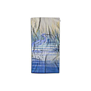Moslion Heron Hand Towels 30Lx15W Inch Watercolor Blue Heron Crane Bird Animal Wildlife Leaves Water Nature Hand Towels Kitchen Hand Towels for Bathroom Soft Polyester-Microfiber