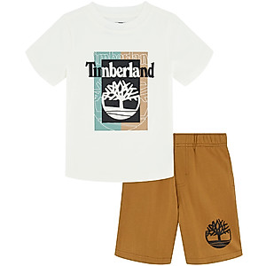 Timberland baby boys 2 Pieces Tee Shorts Set, Marshmallow, 18M US