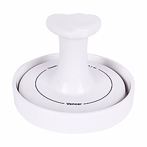 Vencer Mother's Day Present 5 inches Ceramics Hamburger Press Patty Maker and Squeeze Grease, Burger Mold Ring with 100 Patty Papers,White,VPG-001W