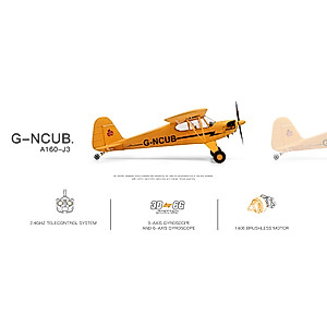 Ssccgym XK A160 RTF Large 25.6-Inch Brushless RC Plane 2.4GHZ 6-AXIS Gyro Remote Control Airplane J3 5CH EPP Foam World War II Aircraft Model Smart-Fly with Double-Batteries