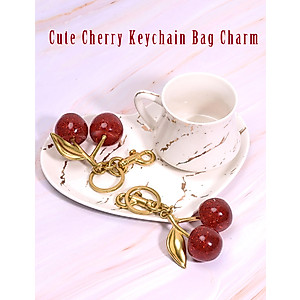 Lulupia Glitter Cherry Bag Charm,Cherry Keychain Charms Accessory for Purses Bags Handbags