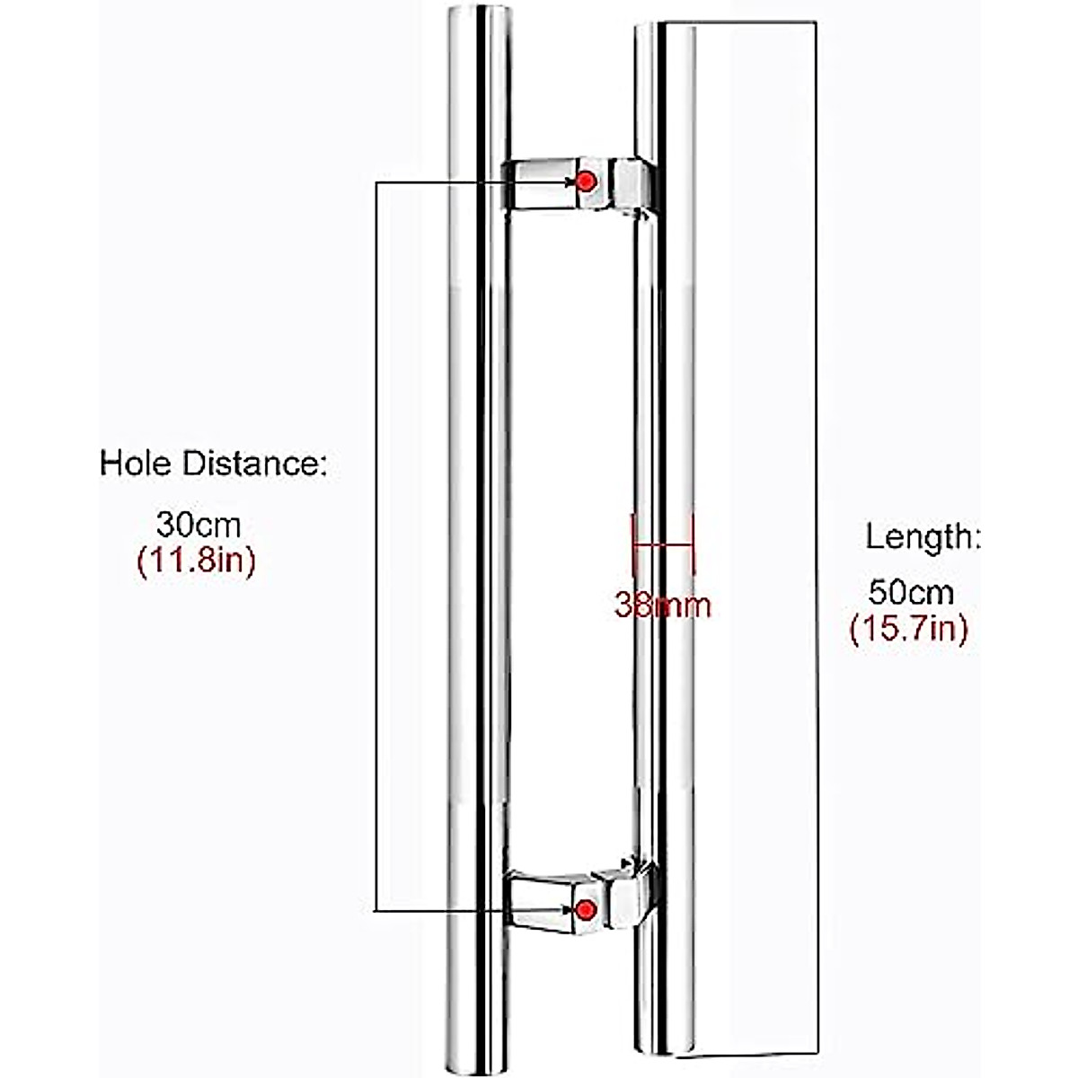 Barn Door Push Pull Door Handle 20/24/32/40inch Glass Door Pull Push Handle, Contemporary Stainless Steel Interior Exterior Sliding Barn Door Handle, Kitchen/Bathroom/Office Door Handles, Two-Side Des