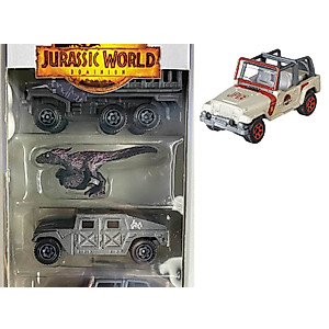 Terra Adventure Jurassic World 8 Cars Bundled with Dominion Vehicle 5-Pack Travel Squad with Mini Dinosaur Figure Velociraptor + Total Terrain Dino 5-Pack Land Sea collection & T-Rex Stickers 3-items