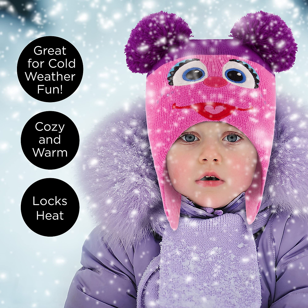 Sesame Street Girls' Winter Hat and Mittens Set, Abby Cadabby Beanie for Ages 2-4, Dark Pink