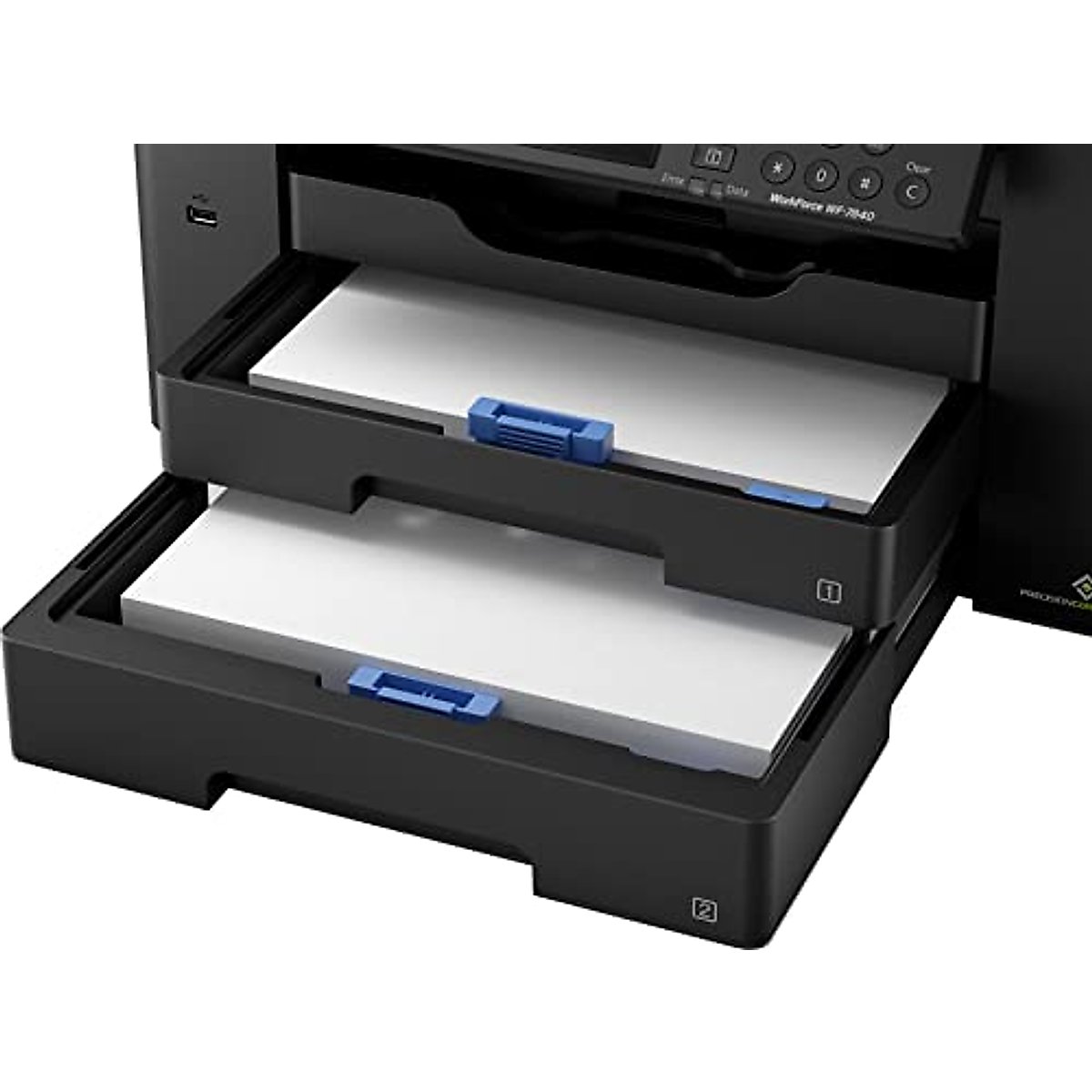 Epson Workforce Pro WF-7840 Wireless Wide-Format All-in-One Color Inkjet Printer, Black - Print Scan Copy Fax - 4.3" LCD, 25 ppm, 4800x2400 dpi, 13"x19", 50-Sheet ADF, Auto 2-Sided Printing, Ethernet