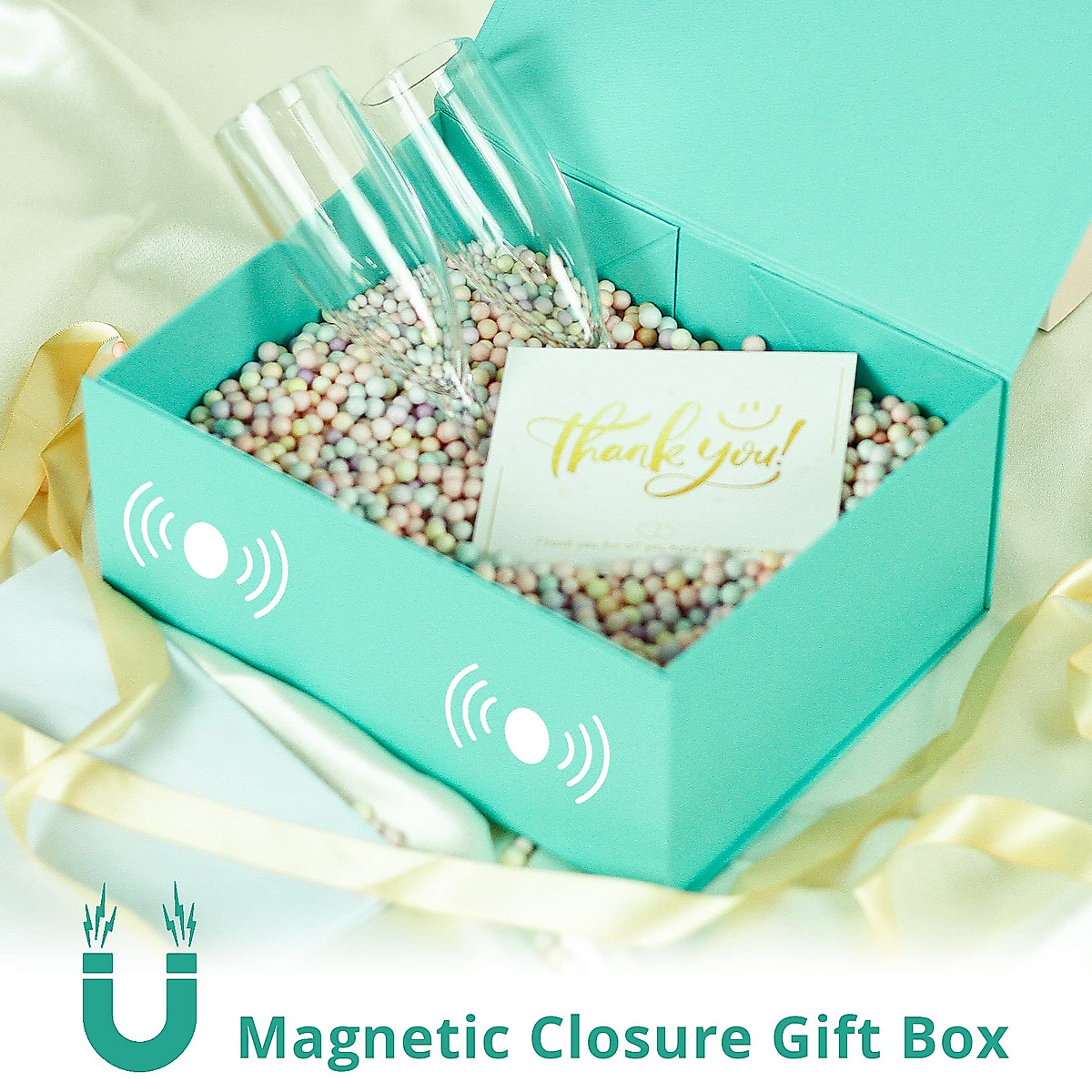 MONDEPAC Gift Box 12" x 6" x 4" with Magnetic Closure Lid Gift Box for Presents,Bridesmaid Gifts Box, Magnetic Gift Box for Gifts,Birthday Gift Box,Magnetic Gift Box for Wrapping Gifts (Sky Blue)