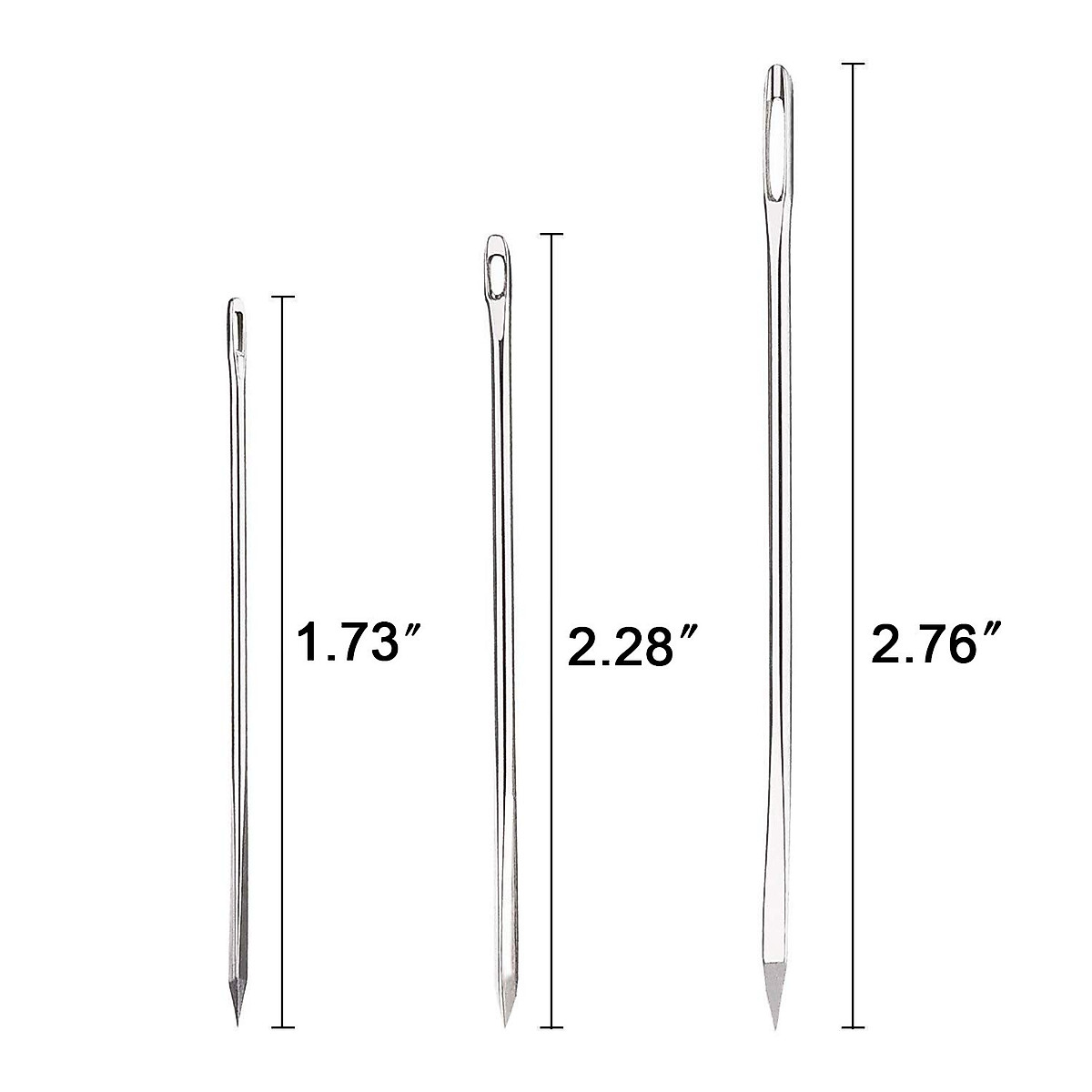 Hekisn Professional Large-Eye Leather Stitching Needle with 3 Different Sizes for Leather Projects with Storage Container (6 Pieces)