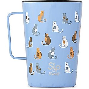 S'ip by S'well Stainless Steel Takeaway Mug - 15 Fl Oz - Purrfect Morning - Double-Layered Vacuum-Insulated Travel Mug Keeps Coffee,and Drinks Cold for 10 Hours and Hot for 2 - BPA-Free Water Bottle