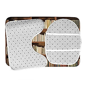 WONDERTIFY Library Bathroom Antiskid Pad Old Book Collection Brown Shelf 3 Pieces Bathroom Rugs Set, Bath Mat+Contour+Toilet Lid Cover Multicolor