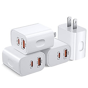 USB C Wall Charger Block, Costyle 4 Pack Dual Port PD 20W USB C Power Adapter Fast Charge Type C Wall Charger Plug for iPhone 14 13 12 11 Pro Max SE XR XS Pad 8 7 Plus, Pixel 7 Pro 6A, Samsung Galaxy