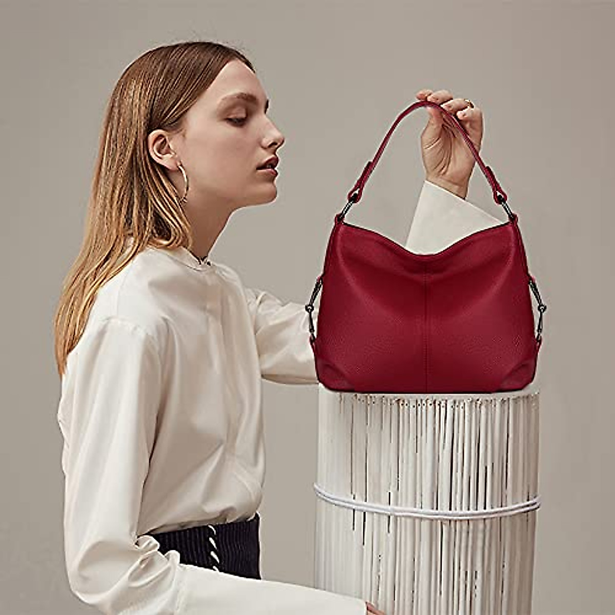 YALUXE Shoulder Bag Genuine Leather Tote Handbag Crossbody Bags for Women