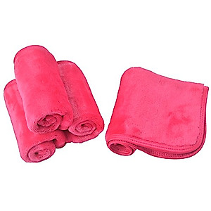 Sinland Microfiber Makeup Remover Cloth Reusable and Washable Makeup Remover Towels Face Cloths Facial Cleaning Towels Fast Drying Washcloth 9.8Inchx9.8Inch 4 Pack Dark Pink