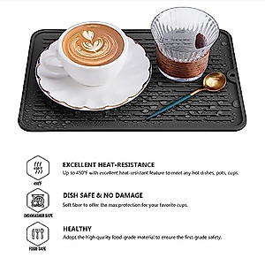 Piduules Eco-friendly Silicone Dish Drying Mat Large Reusable Non-slipping and Heat Resistant Dish Quick Drying Pad, Dishwasher Safe Dishwasher Safe, Black S 11.8"x7.8"