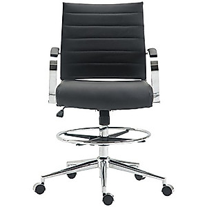 EdgeMod Tremaine Drafting Chair in Vegan Leather, Black