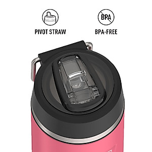 THERMOS ICON SERIES Stainless Steel Kids Water Bottle with Pivot Straw, 18 Ounce, Hot Pink