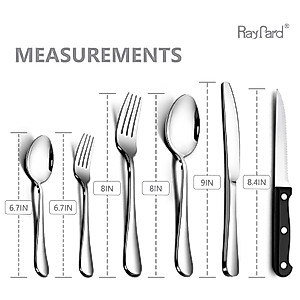 RayPard 24-Piece Silverware Set, Flatware Set Mirror Polished, Dishwasher Safe Service for 4, Include Fork/Spoon with 5-Compartment Non Slip Silverware Drawer Organizer Box Tray