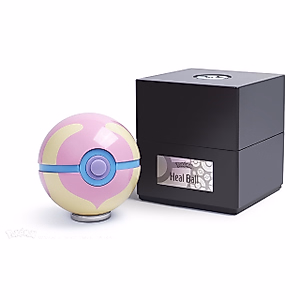 Pokémon Poké Ball Authentic Replicas - Realistic, Electronic, Die-Cast Poké Ball with Display Case Light Features - by The Wand Company (Heal Ball)