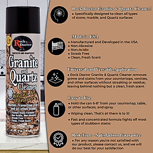 Rock Doctor Granite & Quartz Cleaner Spray 18 oz. Can, Cleans Tile, Marble, Kitchen Countertop, and Natural Stone Surfaces, Streak-Free Shine Pack of 2